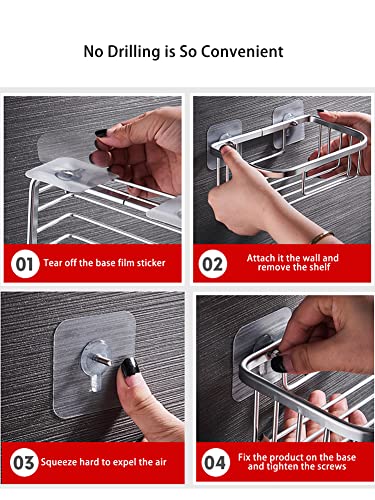 Xillioo Shower caddy basket bathroom organizer adhesive shower hanger corner caddy suction cup shelf Adhesive shower storage shelves rack bathtub organizer for tile walls shower corner shelf SNH01-LH