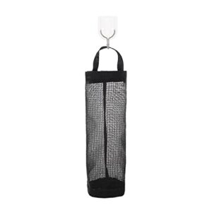 plastic bag holder,mesh garbage bag holder,folding hanging storage dispensers bag holder,organizer rubbish bags for home and kitchen (l-black)