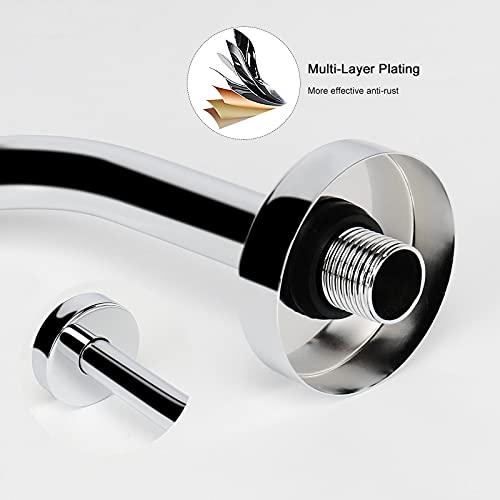 NearMoon High Rise S Shape Shower Extension Arm, Shower Head Extender Shower Arm with Flange, Standard 1/2" Connection- Bathroom Accessory, 13 Inch (Chrome Finish)