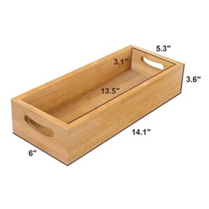 Toilet Paper Storage - Bamboo Bathroom Tray with Handles - Wooden Basket for Toilet Tank Top and Counter, or Rustic Home Decor Box for Vanity