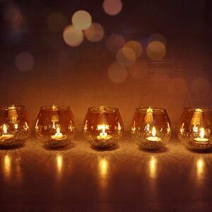 Valentine's Day Candle Holder Half Crackle Glass Garden Wedding Decoration Tea Light Candle Holder Votive Light Candle Holder Bulk 5 Pcs