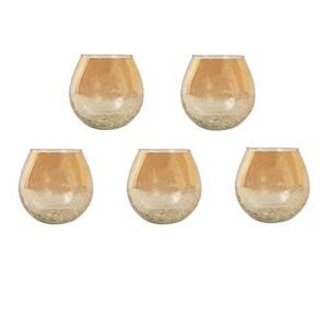 Valentine's Day Candle Holder Half Crackle Glass Garden Wedding Decoration Tea Light Candle Holder Votive Light Candle Holder Bulk 5 Pcs