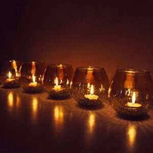 Valentine's Day Candle Holder Half Crackle Glass Garden Wedding Decoration Tea Light Candle Holder Votive Light Candle Holder Bulk 5 Pcs