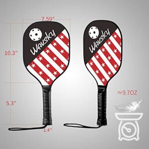 Wavsky Pickleball Paddles - Pickleball Set of 4 Paddles, 8 Pickleball Balls and 1 Carry Bag, Wood Pickleball Paddles Pickleball Racket Ergonomic Grip for Beginners, Pickleball Equipment