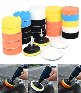 meraviglie stella car polishing pads kit 31 pcs 3 inch foam buffing pad with drill suction cups attachment for auto polisher waxing sealing glaze automotive care clear tools accessories