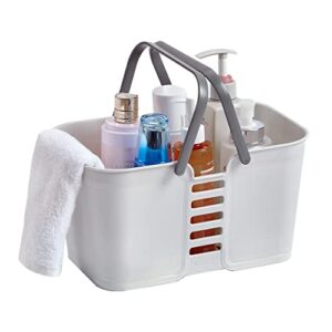 fanwu shower caddy basket tote for college dorm room essentials, plastic storage basket with handles portable organizer bins for kitchen bathroom bedroom toiletry laundry garden pool beach (grey)