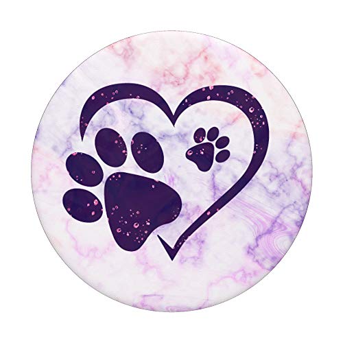 Purple Paw Print Heart Cat Paws Dog Pet Owner For Girls PopSockets Swappable PopGrip