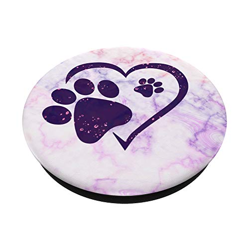 Purple Paw Print Heart Cat Paws Dog Pet Owner For Girls PopSockets Swappable PopGrip