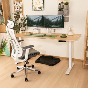 FinerCrafts Standing Desk 71" x 32" Inches Dual-Motor Height Adjustable Desk Electric Sit Stand Desk Home Office Desks Whole Piece Desk Board (Natural Maple Desktop/White Frame)