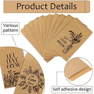 150 Pieces Wedding Favors Seed Packets Let Love Grow Seed Packets Self Adhesive Let Love Grow Envelopes Retro Christmas Valentine Wedding Favors for Guests, 3 Styles (Retro Pattern)