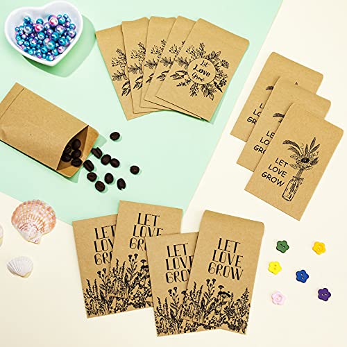 150 Pieces Wedding Favors Seed Packets Let Love Grow Seed Packets Self Adhesive Let Love Grow Envelopes Retro Christmas Valentine Wedding Favors for Guests, 3 Styles (Retro Pattern)