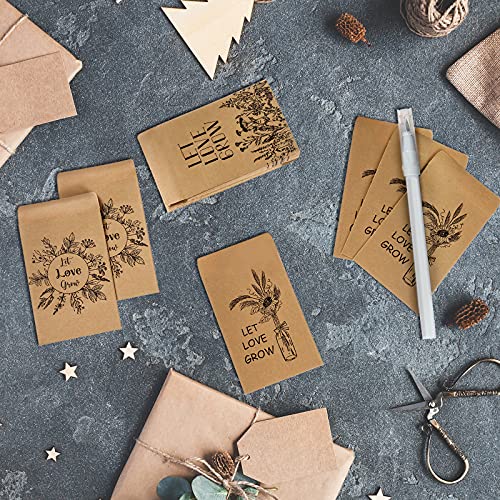 150 Pieces Wedding Favors Seed Packets Let Love Grow Seed Packets Self Adhesive Let Love Grow Envelopes Retro Christmas Valentine Wedding Favors for Guests, 3 Styles (Retro Pattern)