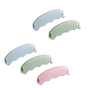 handle grocery bag holder 5 pcs plastic bag holder carrier strong silicone handle carrier for grocery plastic bag shopping bags garbage bag (pink green light blue)