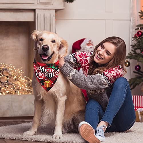 Christmas Dog Bandanas, WOVTE 2 Pack Christmas Dog Plaid Bandana Pet Bandana for Small Medium Large Dogs Cats Pets