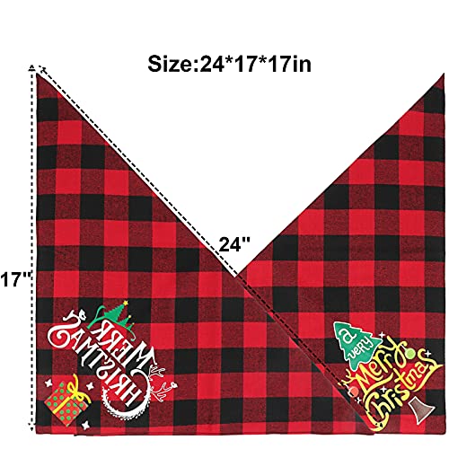 Christmas Dog Bandanas, WOVTE 2 Pack Christmas Dog Plaid Bandana Pet Bandana for Small Medium Large Dogs Cats Pets