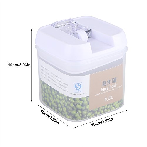 Food Storage Containers Durable Sealed Storage Box Transparent Plastic Airtight Pot for Cafe Grain Storage Containers(Small 0.5L)