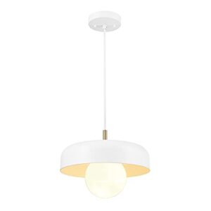 globe electric 60403 jackie 1-light pendant, matte white, matte brass accents, white cloth cord