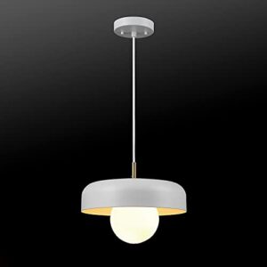 Globe Electric 60403 Jackie 1-Light Pendant, Matte White, Matte Brass Accents, White Cloth Cord