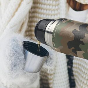 Stainless Steel Vacuum Insulated Mug, Vintage Green Camouflage Print Thermos Water Bottle for Hot and Cold Drinks Kids Adults 17 Oz