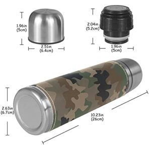 Stainless Steel Vacuum Insulated Mug, Vintage Green Camouflage Print Thermos Water Bottle for Hot and Cold Drinks Kids Adults 17 Oz