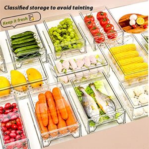 GuoTcusy Fridge Organizer Bins, Pantry Organization and Storage, Plastic Stackable Drawer Container with Removable Drain Tray for Kitchen, Refrigerator and Cabinets (2 PACK, 12.6"L x 8.1"W x 4.3"H)