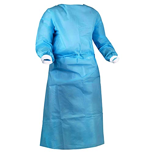 120-Pack Level 2 Disposable Isolation Gown BH Supplies Fully Closed Double Tie Back and Front, PP & PE 40g, Knitted Cuffs, Fluid Resistant, AAMI Level 2, Unisex - Individually seal