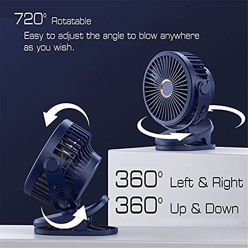 DUOLE Portable Table Fan Clip-on Hanging Fan Powered by Built-in Rechargeable Batteries or Power Bank or Other Power Sources