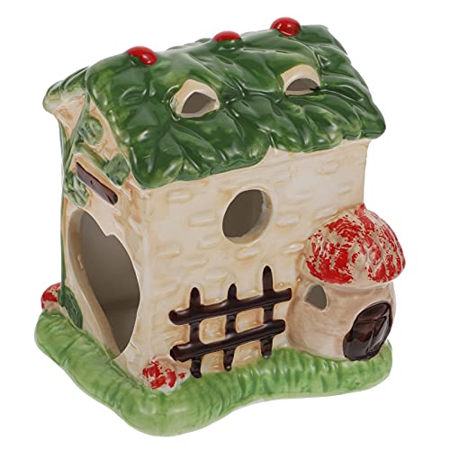 POPETPOP Ceramic Hamster House Cool Bed Hide Cave Small Animal Habitat Hut Gerbils Nest Pet Hideout Hut Cave for Gerbils Chinchillas Hamster Rabbit