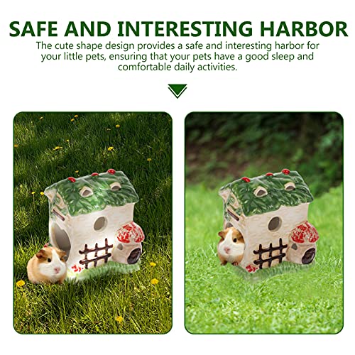 POPETPOP Ceramic Hamster House Cool Bed Hide Cave Small Animal Habitat Hut Gerbils Nest Pet Hideout Hut Cave for Gerbils Chinchillas Hamster Rabbit