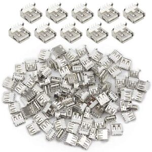 sinhanker 110pcs usb type a standard port female solder right angle 4pin plug soldering jacks connector