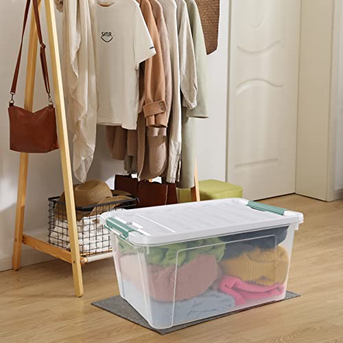 Afromy 6-Pack Large Plastic Storage Boxes, Clear Latch Bin, 35 Quart