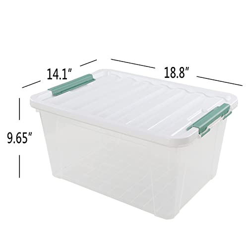 Afromy 6-Pack Large Plastic Storage Boxes, Clear Latch Bin, 35 Quart