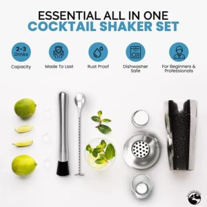 24oz Cocktail Shaker Set - Bar Tools Drink Shaker Built-in Cocktail Strainer, Muddler, Jigger, Mixing Spoon, Recipe Book – Martini Shaker / Drink Mixer-Bar Accessories / Bartender Kit for Home Bar Set