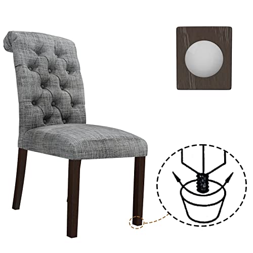 GNIXUU Set of 2 Upholstered Dining Chairs Soft Padded Button Tufted High Back Chairs with Wooden Legs,Easy Assembly. (Grey)