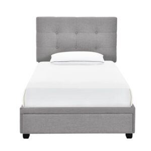 HomeFare Twin Storage Bed in Glacier Gray Fabric