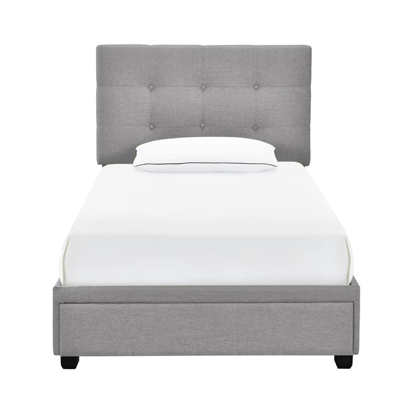 HomeFare Twin Storage Bed in Glacier Gray Fabric