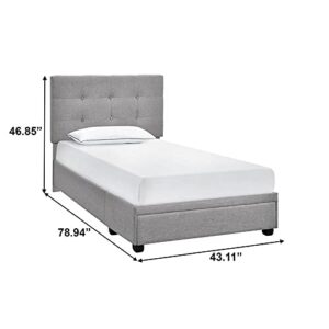 HomeFare Twin Storage Bed in Glacier Gray Fabric