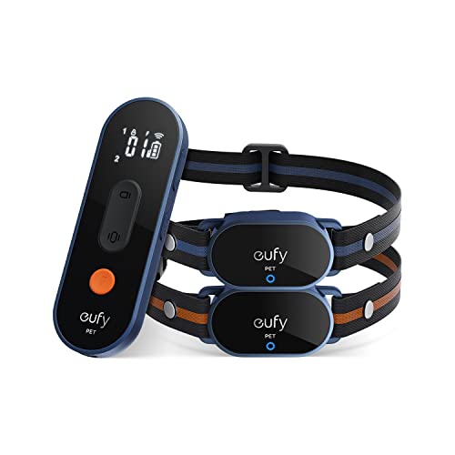 eufy Pet Dog Training Collar 2-Pack, 2 Rechargeable Training Collars with Remote, 3 Safe Training Modes, Soft Silicone Connectors, Safety Lock Switch, IPX7 Waterproof, Large Remote Range