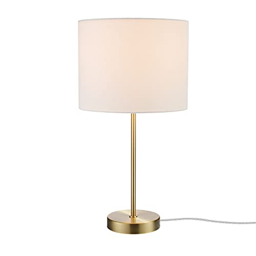 Globe Electric 67539 Versa 19" Table Lamp, Matte Gold, White Linen Shade, On Off Switch on Socket