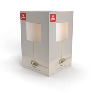 Globe Electric 67539 Versa 19" Table Lamp, Matte Gold, White Linen Shade, On Off Switch on Socket