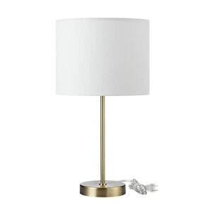 Globe Electric 67539 Versa 19" Table Lamp, Matte Gold, White Linen Shade, On Off Switch on Socket