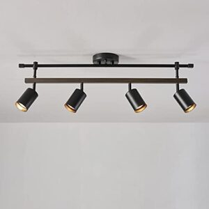 Globe Electric 60023 Nashville 4-Light Track Lighting, Matte Black, Faux Wood Accent Bar