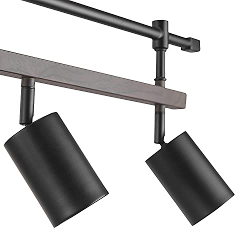 Globe Electric 60023 Nashville 4-Light Track Lighting, Matte Black, Faux Wood Accent Bar