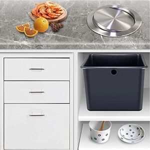 Stainless Steel Garbage Lid Round Recessed Counter Top Cover Trash Bin Built-in Balance Flap Cover Auto Flap Trash Grommet Flexible Swing Trash Can Lid Accessories for Home Kitchen Garbage Use (304material,20.5cm)