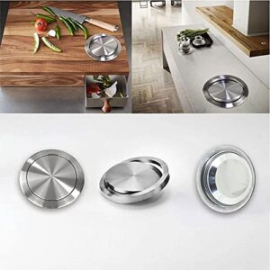 Stainless Steel Garbage Lid Round Recessed Counter Top Cover Trash Bin Built-in Balance Flap Cover Auto Flap Trash Grommet Flexible Swing Trash Can Lid Accessories for Home Kitchen Garbage Use (304material,20.5cm)