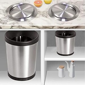 Stainless Steel Garbage Lid Round Recessed Counter Top Cover Trash Bin Built-in Balance Flap Cover Auto Flap Trash Grommet Flexible Swing Trash Can Lid Accessories for Home Kitchen Garbage Use (304material,20.5cm)