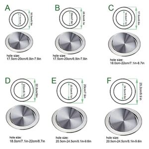 Stainless Steel Garbage Lid Round Recessed Counter Top Cover Trash Bin Built-in Balance Flap Cover Auto Flap Trash Grommet Flexible Swing Trash Can Lid Accessories for Home Kitchen Garbage Use (304material,20.5cm)