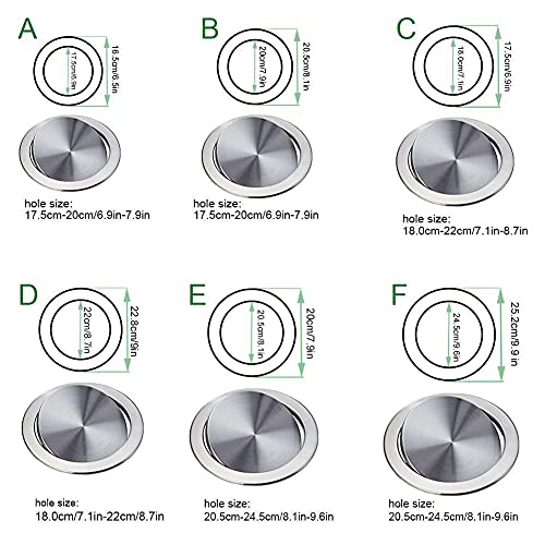 Stainless Steel Garbage Lid Round Recessed Counter Top Cover Trash Bin Built-in Balance Flap Cover Auto Flap Trash Grommet Flexible Swing Trash Can Lid Accessories for Home Kitchen Garbage Use (304material,20.5cm)