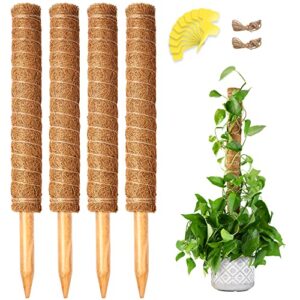 moss pole for plants monstera, 52 inch moss stick, fusisi plant pole for climbing plants coir totem pole - plant support for indoor potted plants train creeper plants grow upwards - 4 pack