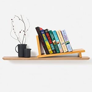 S&A WOODCRAFT Desktop Wood Bookshelf with Wooden Bookend, Bamboo Desk Organizer Shelf and Display Rack with Book Ends, Storage Shelf Bookcase for Office, Home Decor, Kitchen Countertop